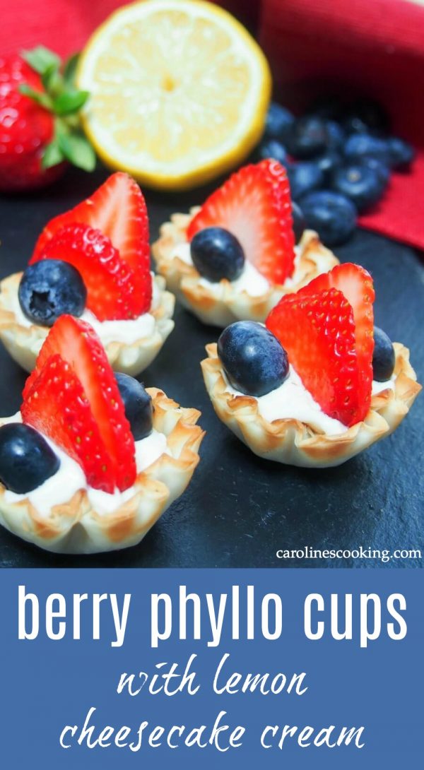 Berry phyllo cups with lemon cheesecake cream - Caroline's Cooking