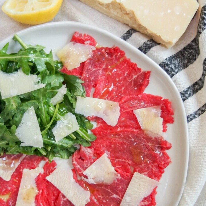 Beef carpaccio with truffle vinaigrette - Caroline's Cooking
