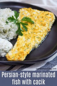 Persian-style marinated fish with cacik - Caroline's Cooking