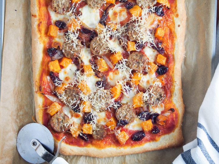 Fall pizza with sausage and squash - Caroline's Cooking