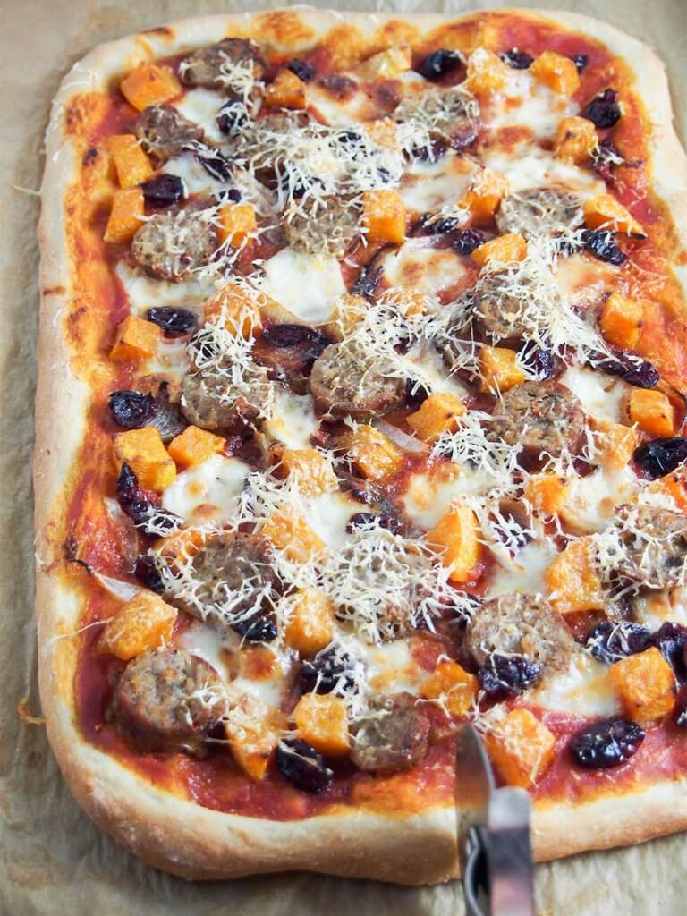 Fall pizza with sausage and squash - Caroline's Cooking
