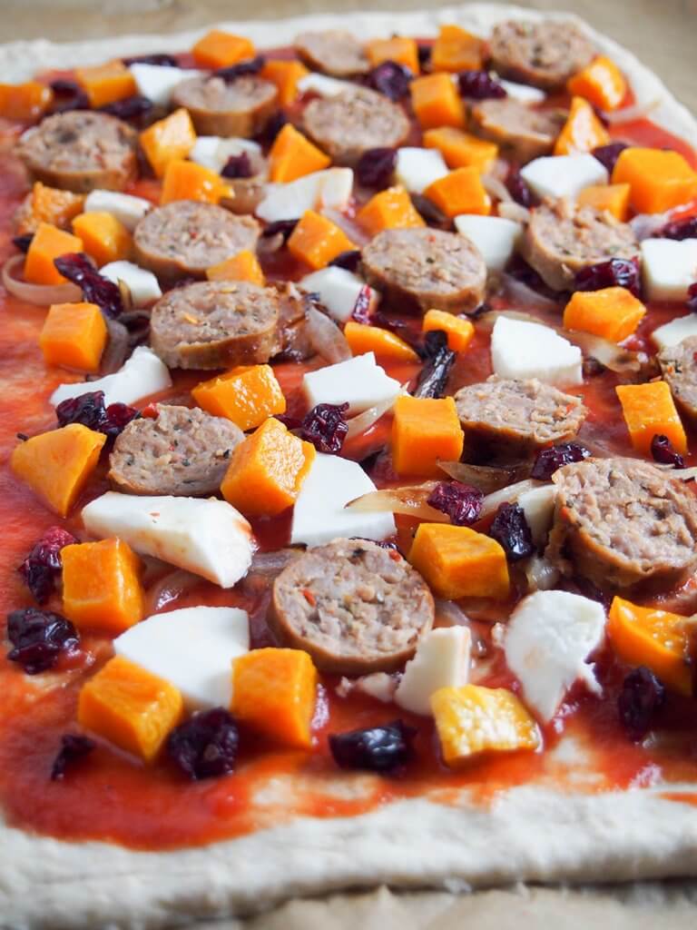 Fall pizza with sausage and squash - Caroline's Cooking