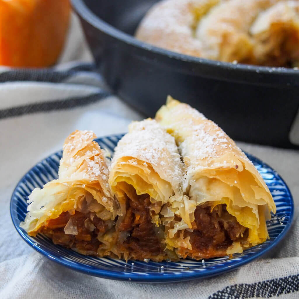 Tikvenik - Bulgarian pumpkin strudel - Caroline's Cooking