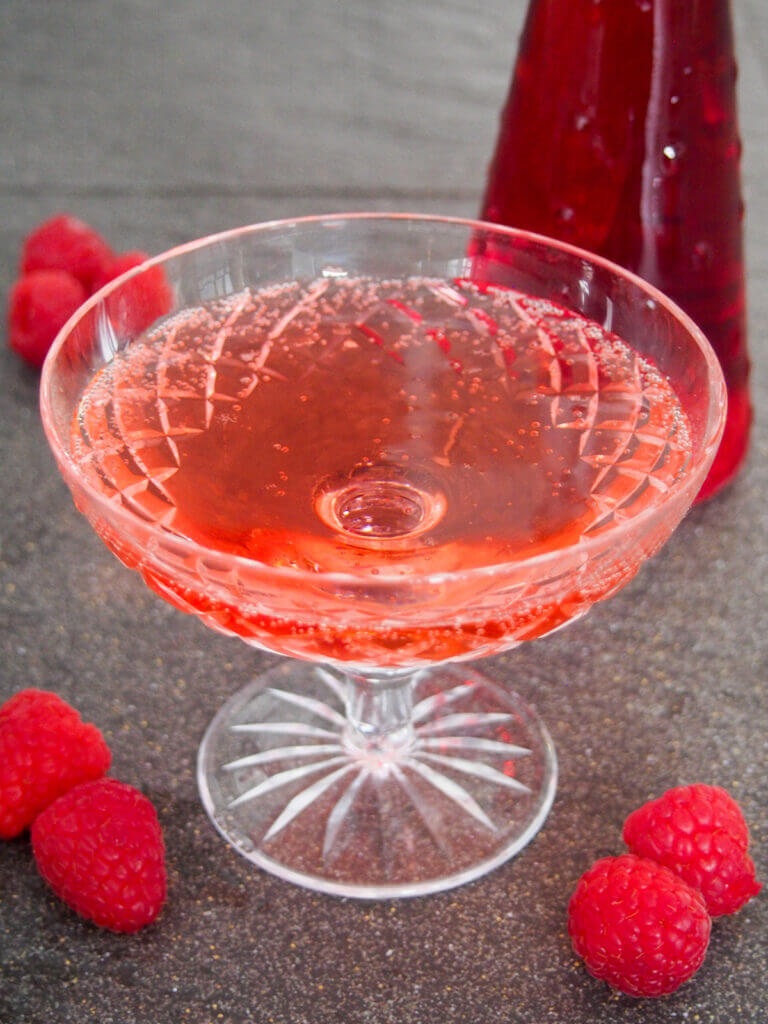 Kir Imperial - raspberry champagne cocktail - Caroline's Cooking