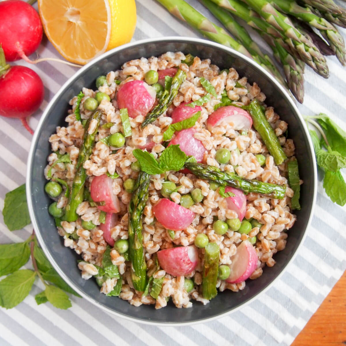 Roasted spring vegetable farro salad - Caroline's Cooking