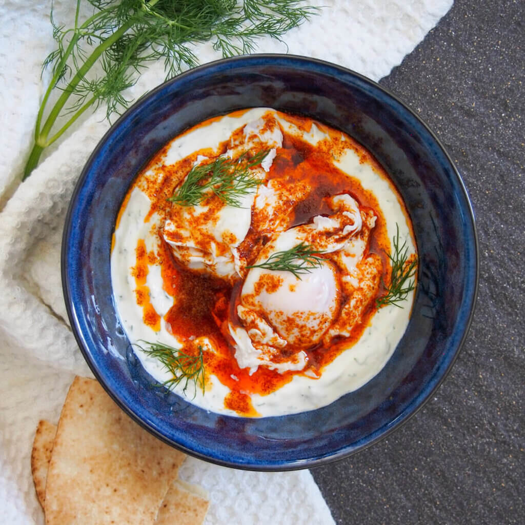 Turkish eggs - çilbir - Caroline's Cooking
