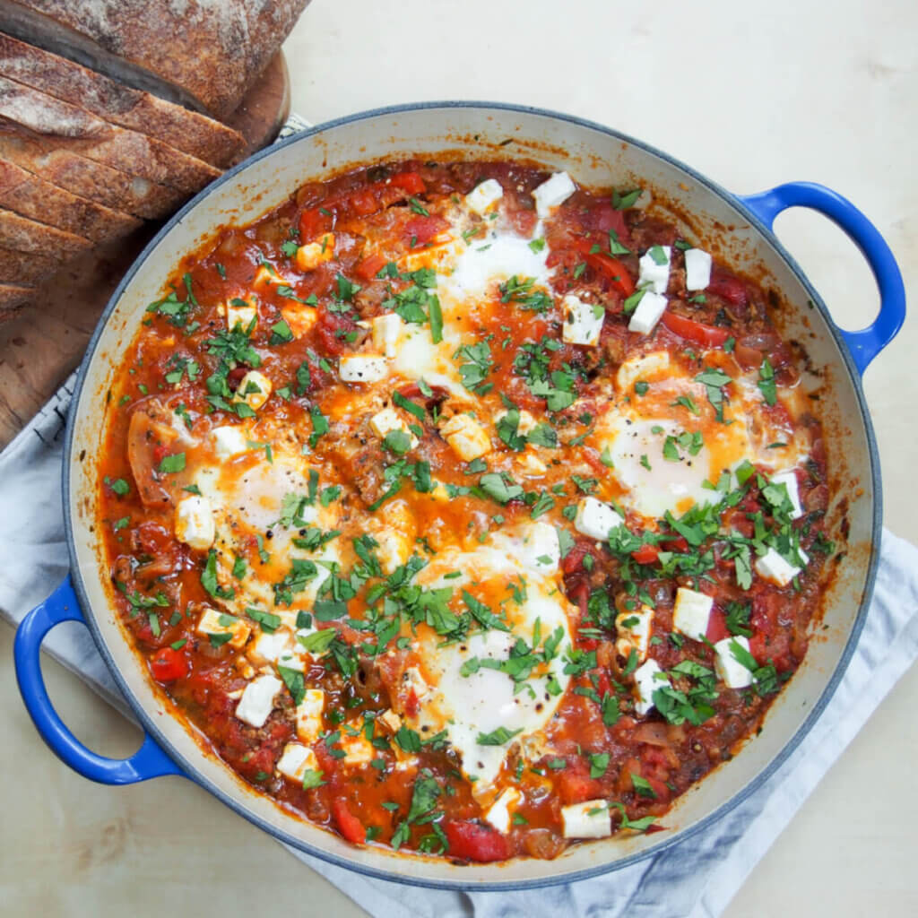 Beefed-up shakshuka - Caroline's Cooking