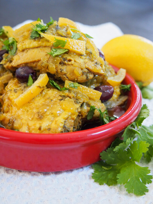 Chicken tagine with preserved lemons and olives - Caroline's Cooking