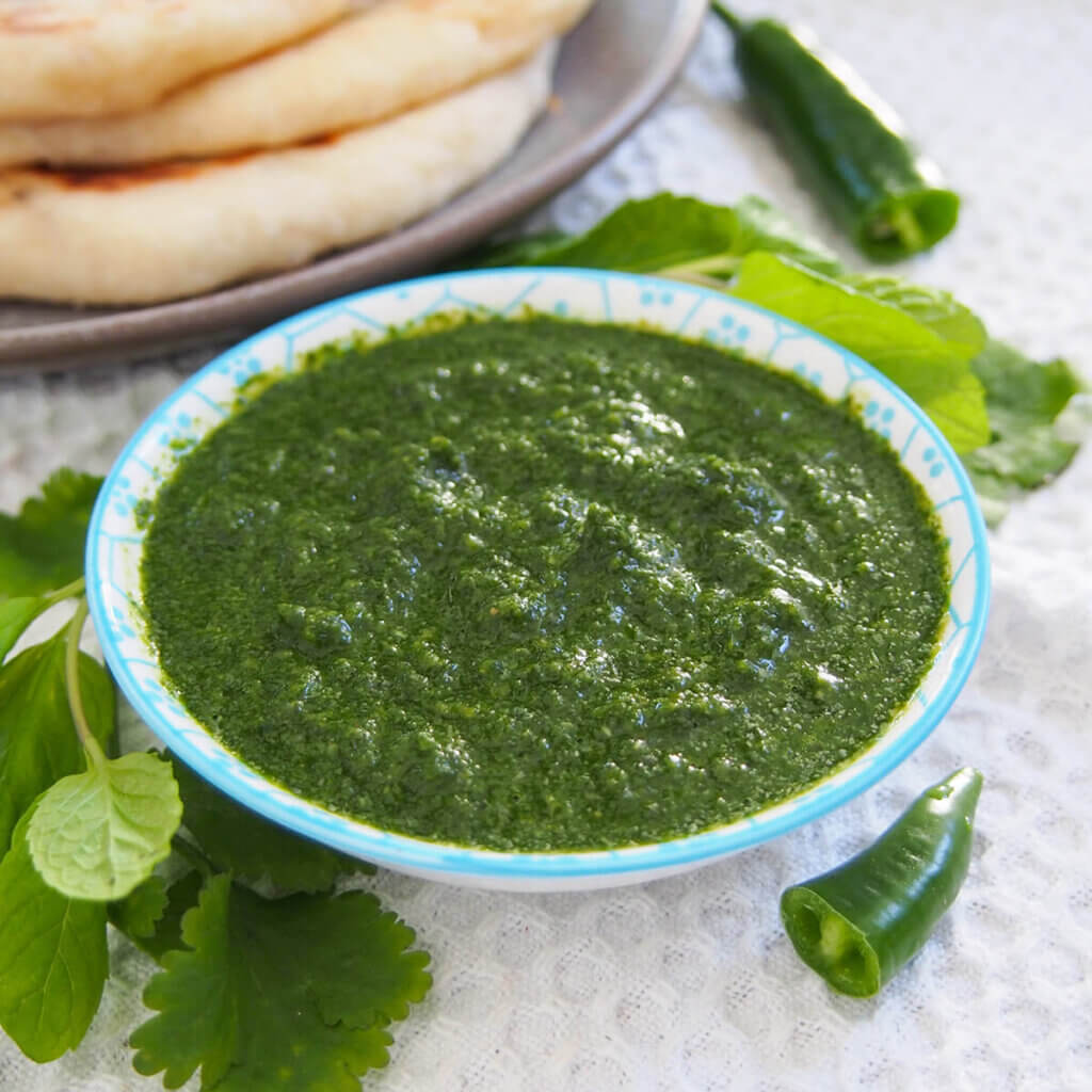 Cilantro mint chutney (green chutney) - Caroline's Cooking