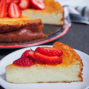 Swedish cheesecake with strawberries (ostkaka) - Caroline's Cooking