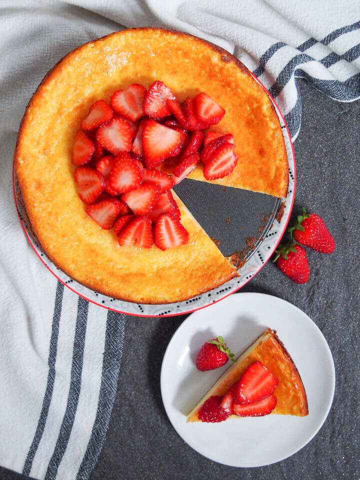 Swedish cheesecake with strawberries (ostkaka) - Caroline's Cooking