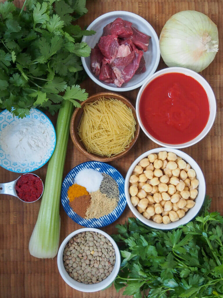 Harira (Moroccan lentil and chickpea soup) - Caroline's Cooking