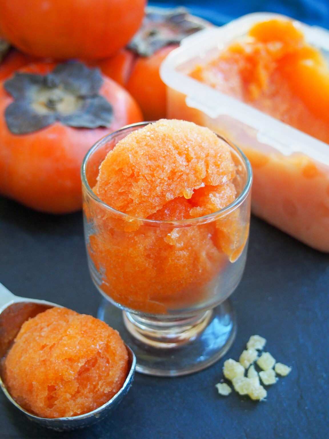 Persimmon ginger sorbet - Caroline's Cooking