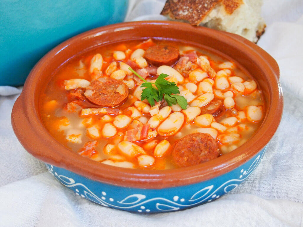 Fabada Asturiana - Spanish pork and bean stew - Caroline's Cooking