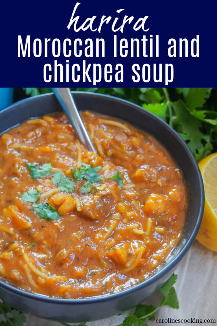 Harira (Moroccan lentil and chickpea soup) - Caroline's Cooking