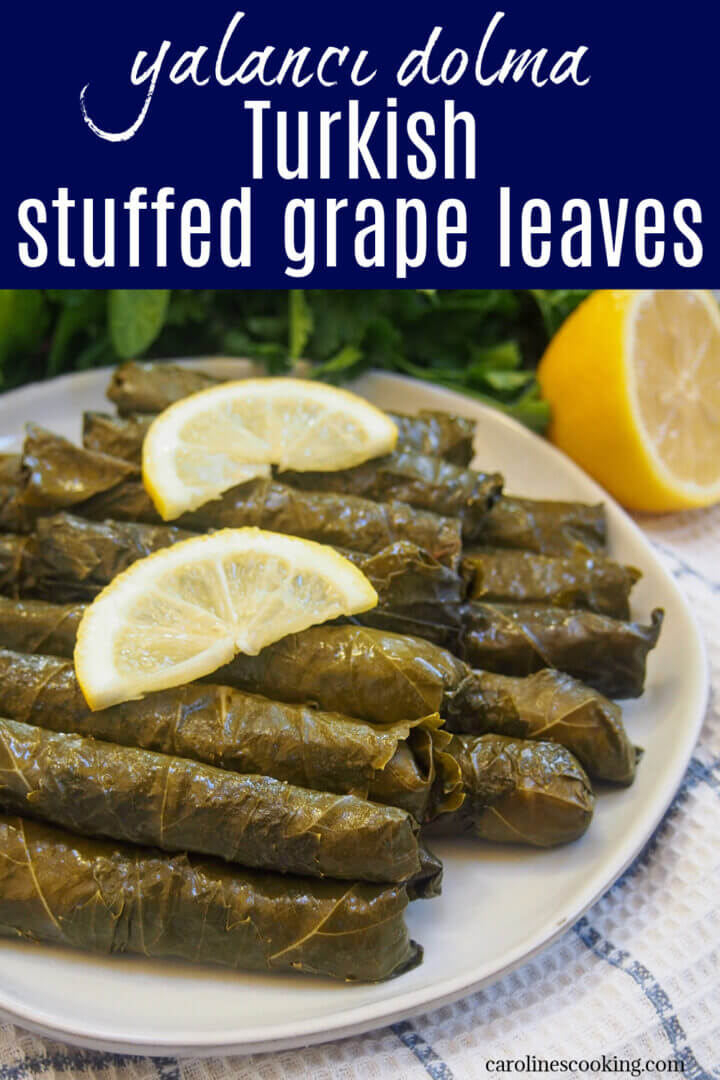 Turkish stuffed grape leaves (yalancı dolma) - Caroline's Cooking