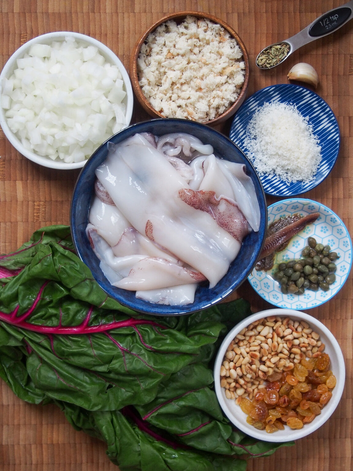 Sicilian-style stuffed squid (stuffed calamari) - Caroline's Cooking