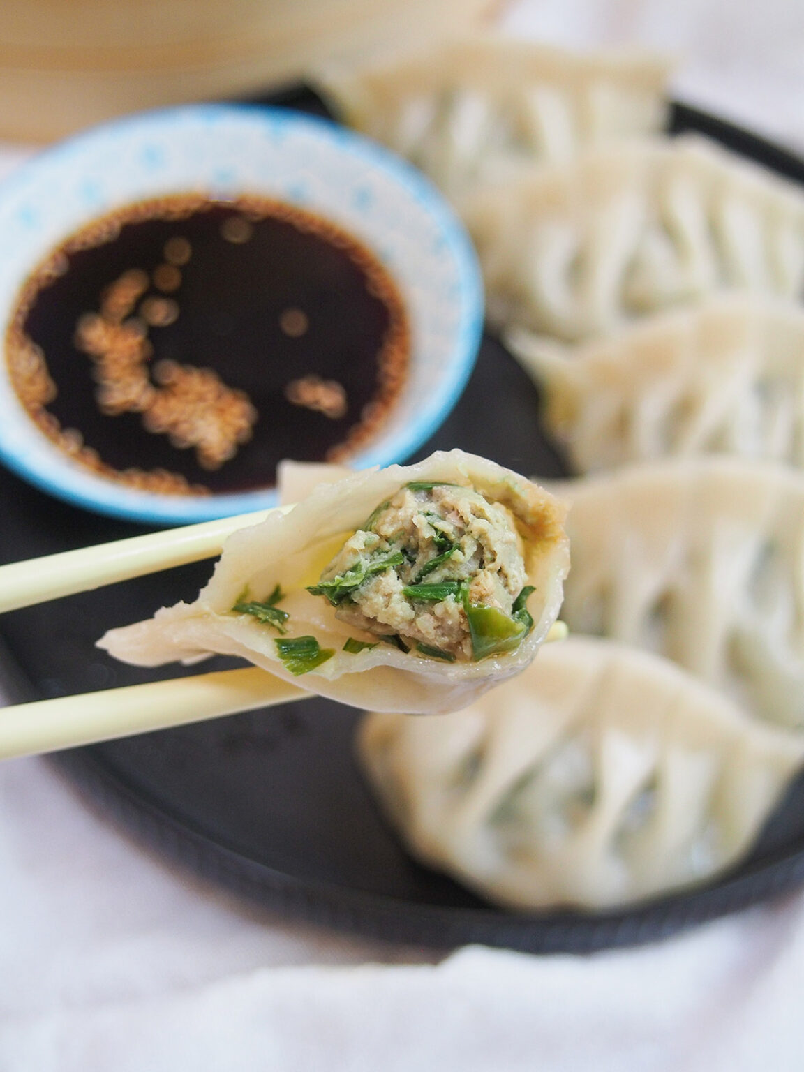 Pork and chive dumplings - Caroline's Cooking