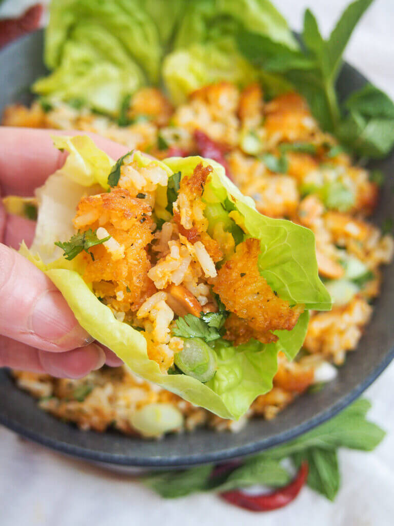 Nam khao (Lao crispy rice salad) - Caroline's Cooking