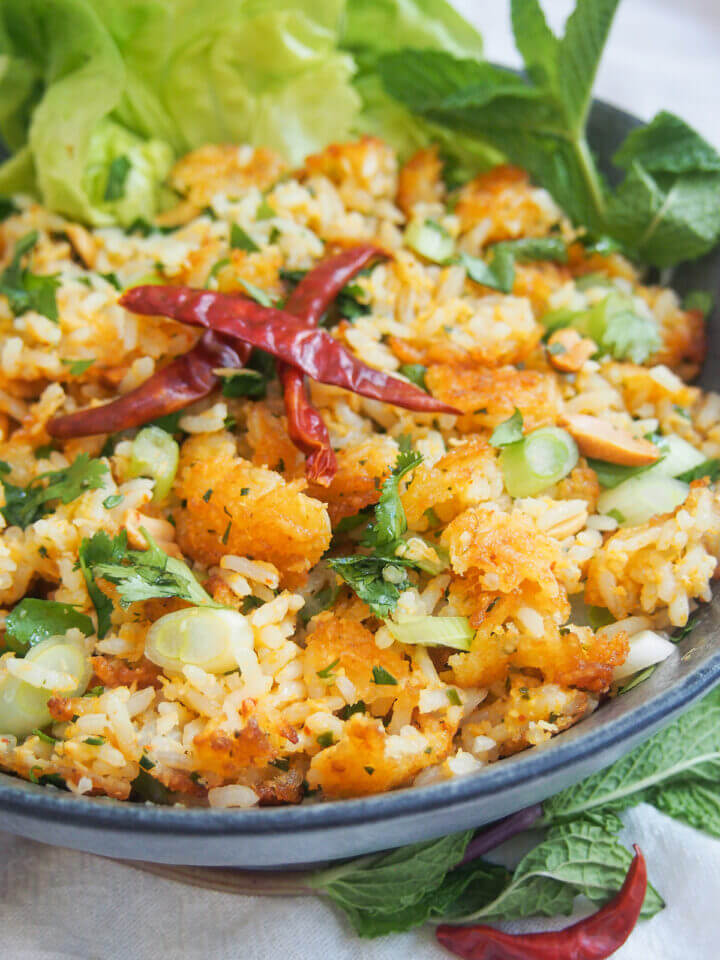 Nam khao (Lao crispy rice salad) - Caroline's Cooking