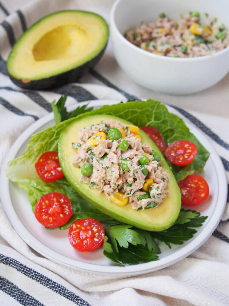 Tuna stuffed avocado (palta rellena de atun) - Caroline's Cooking