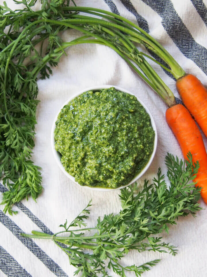 Carrot top pesto - Caroline's Cooking