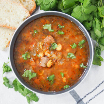 Chorba frik (Algerian lamb and freekeh soup) - Caroline's Cooking