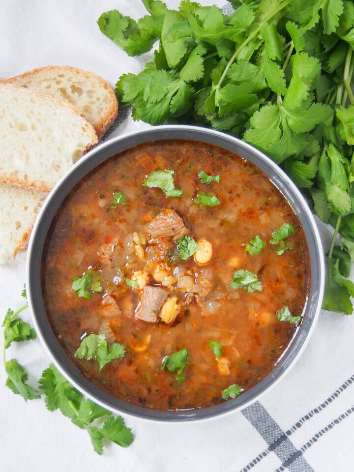 Chorba frik (Algerian lamb and freekeh soup) - Caroline's Cooking