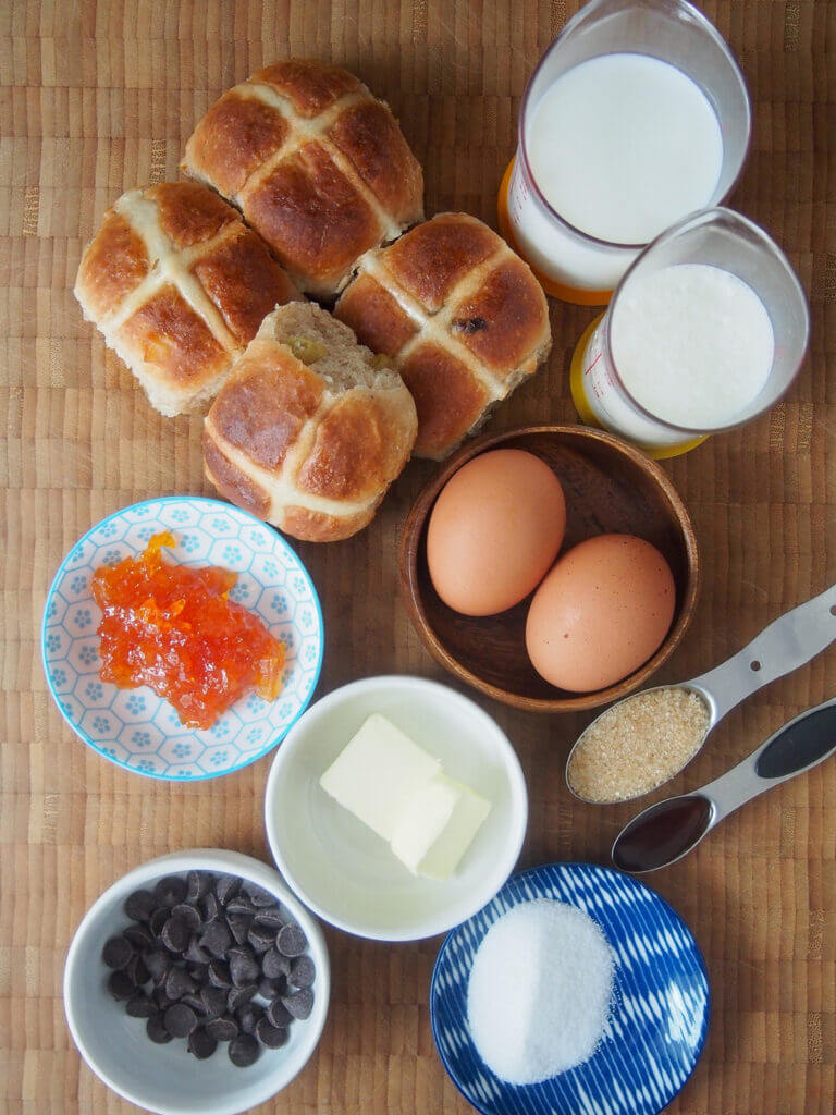 Hot cross bun bread and butter pudding - Caroline's Cooking