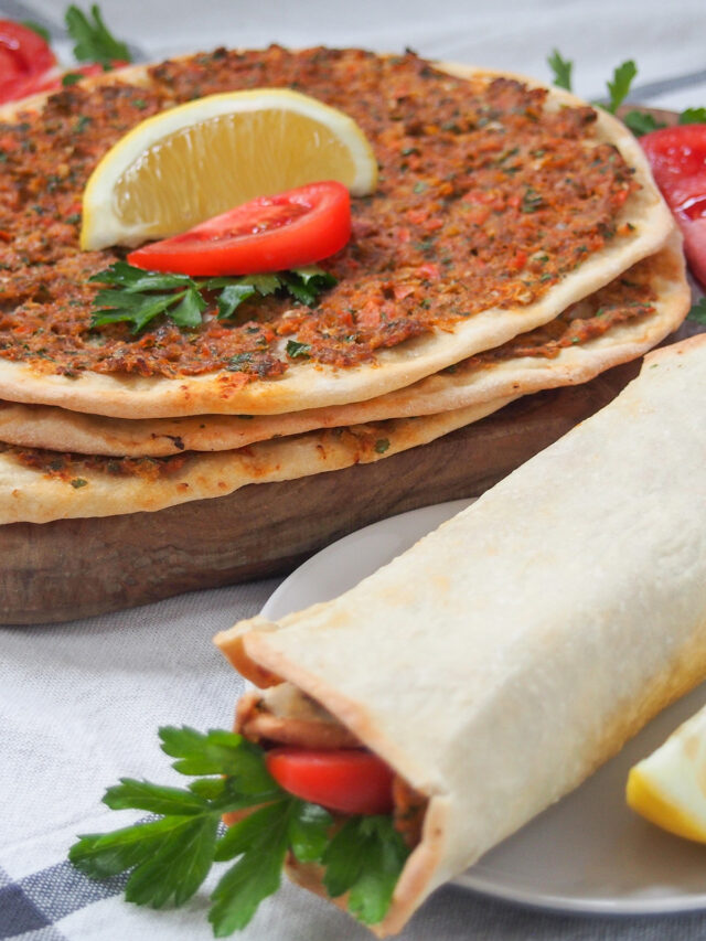 Lahmacun - Turkish pizza/flatbread - Caroline's Cooking