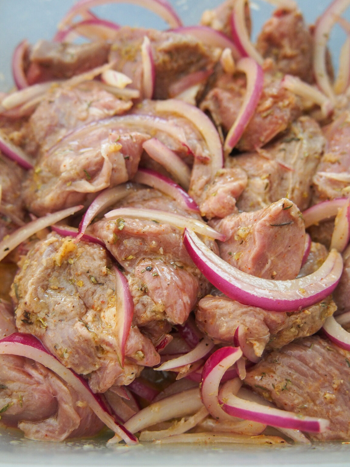 Greek lamb marinade (for lamb souvlaki, chops) - Caroline's Cooking