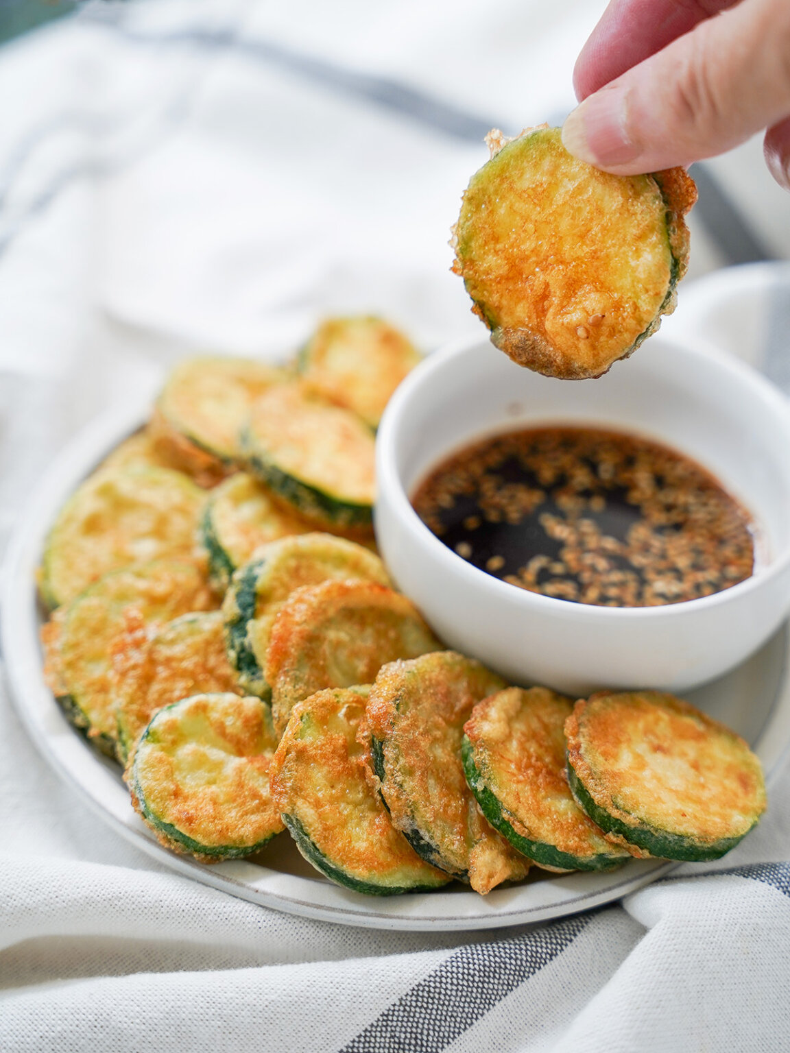Korean zucchini fritters - hobak jeon - Caroline's Cooking