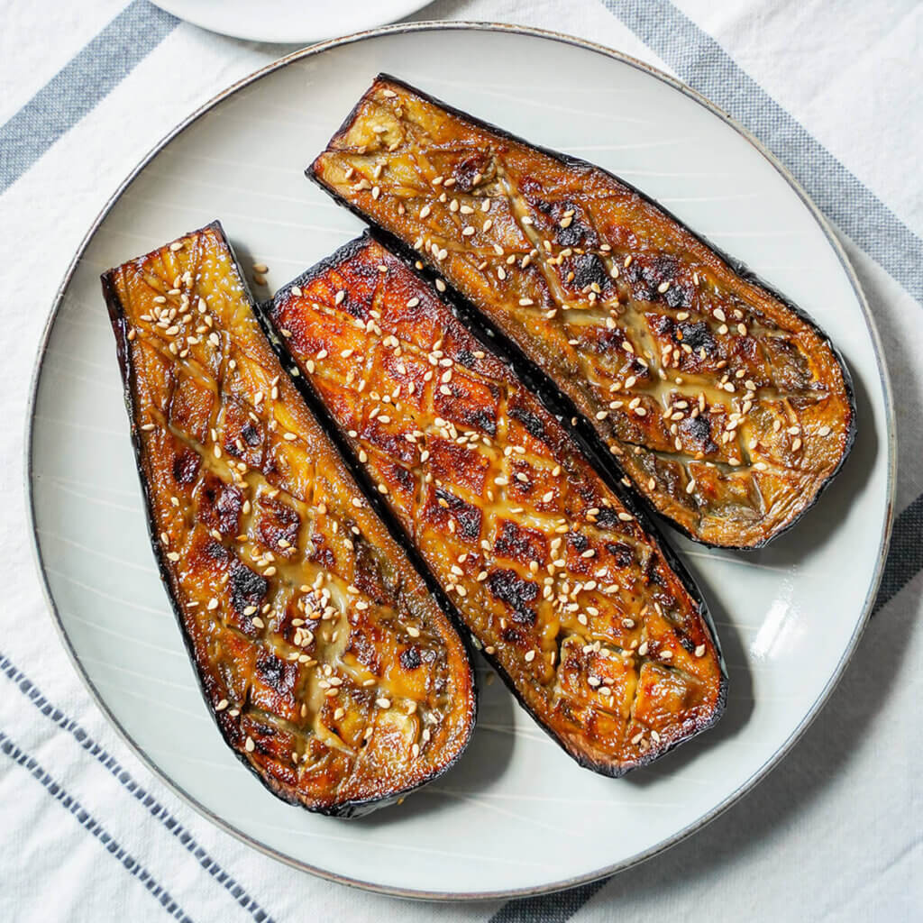 Miso glazed eggplant (nasu dengaku) - Caroline's Cooking