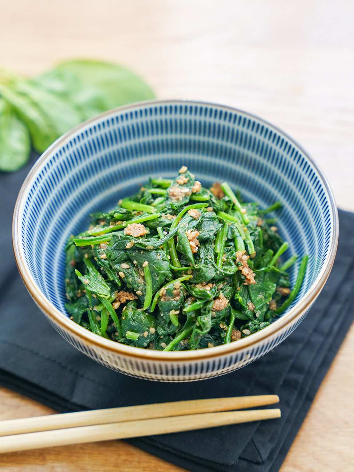Japanese spinach salad with sesame (horenso gomaae) - Caroline's Cooking