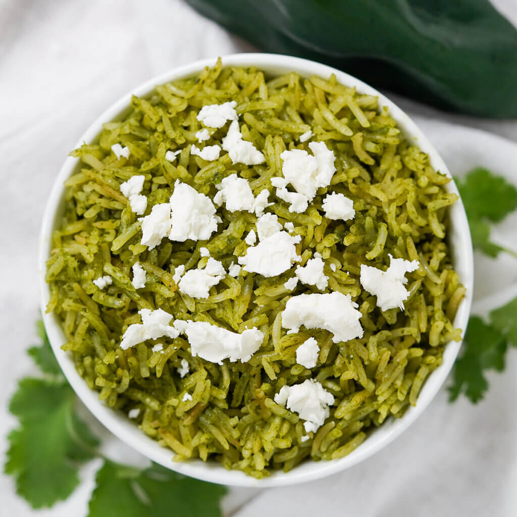 Arroz verde, Mexican green rice - Caroline's Cooking