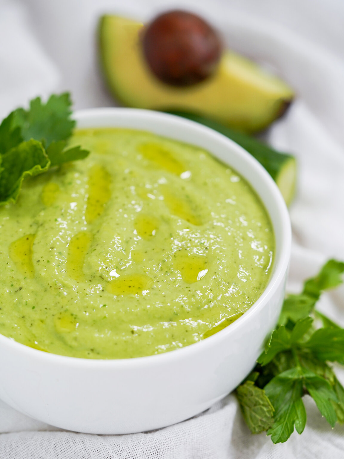 Cucumber avocado gazpacho (green gazpacho) - Caroline's Cooking