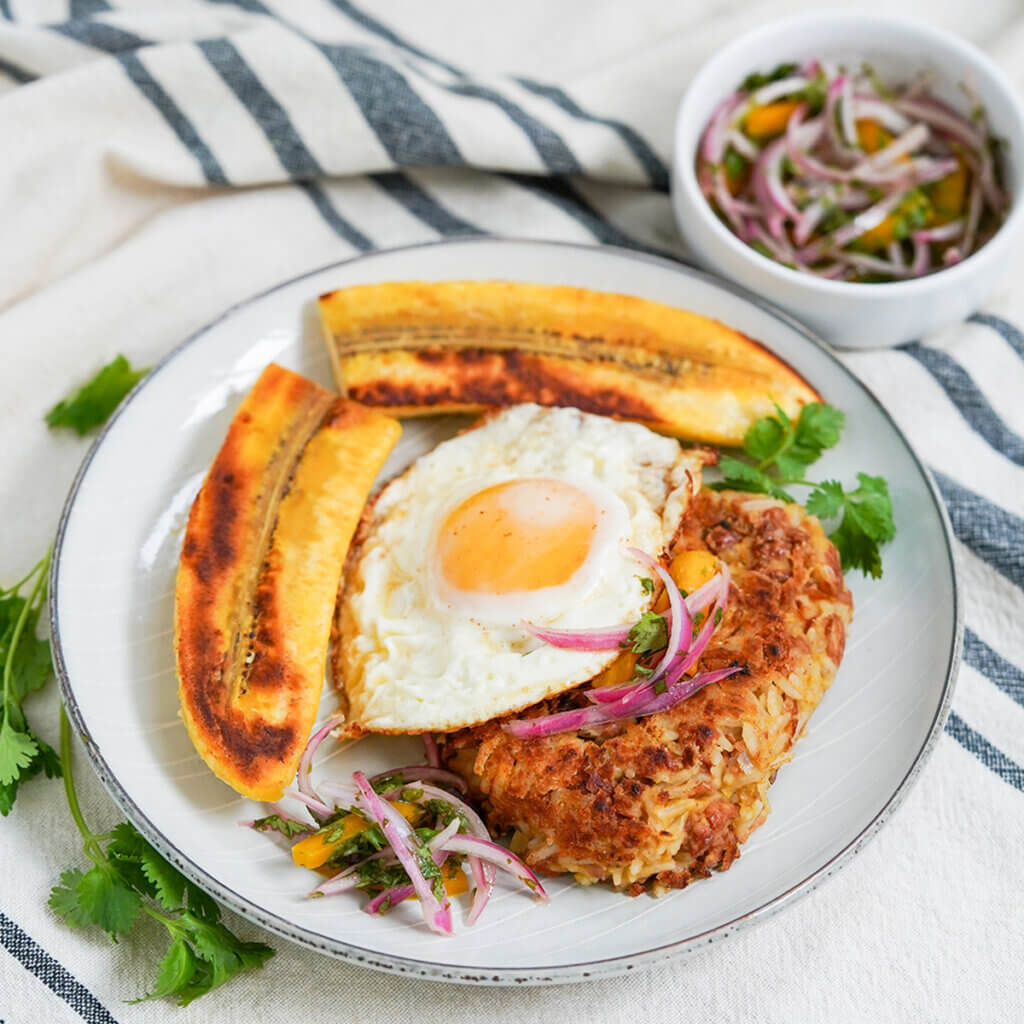 Tacu tacu (Peruvian rice and bean cake) - Caroline's Cooking