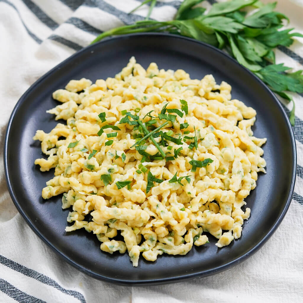 Herb spaetzle - Caroline's Cooking