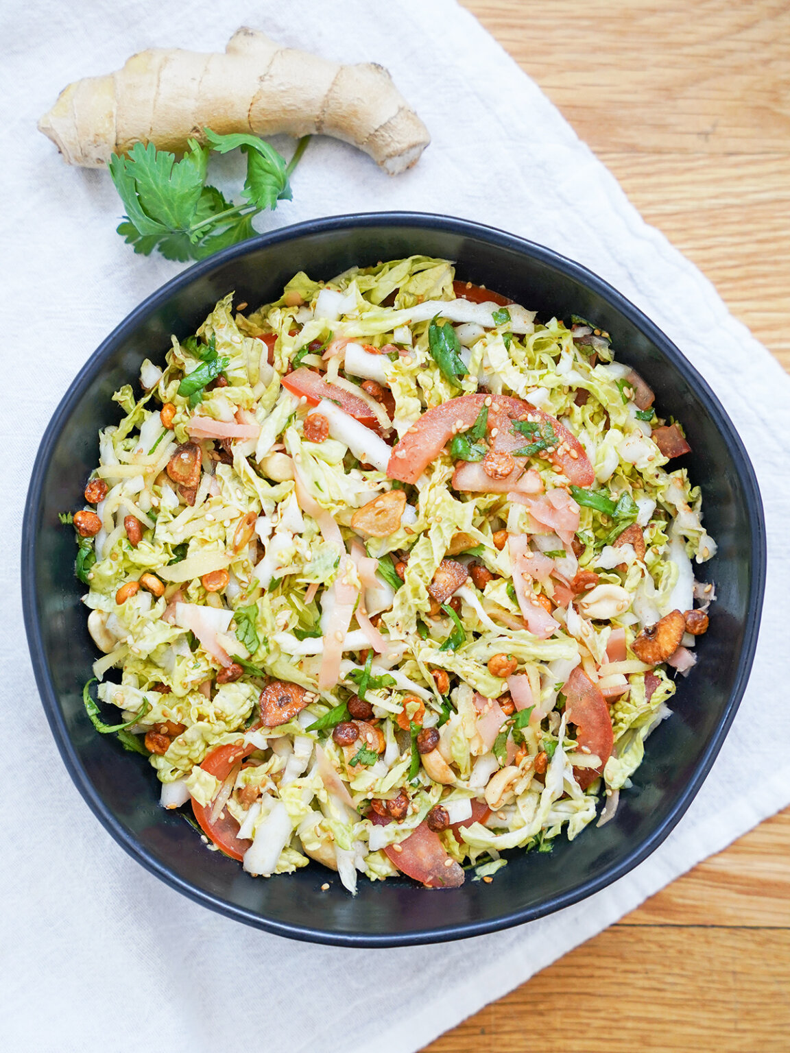 Burmese ginger salad (gin thoke) - Caroline's Cooking